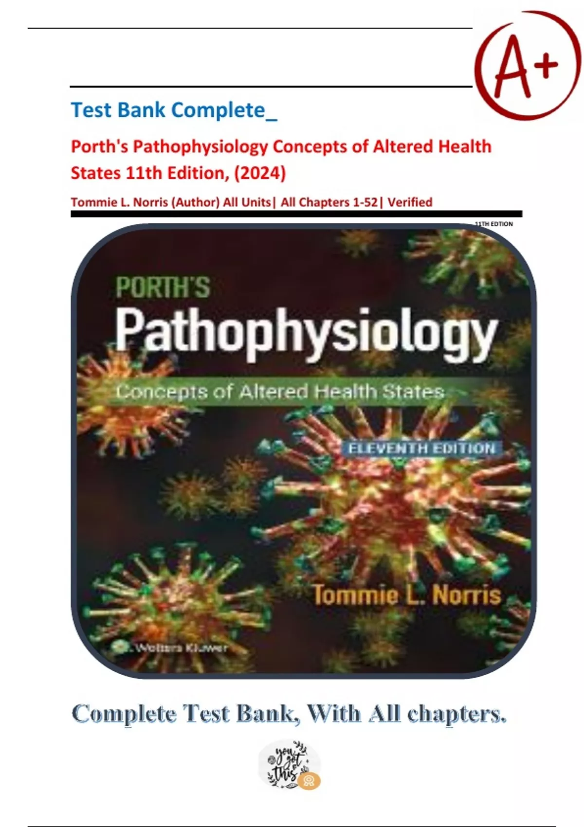 Test Bank Complete; Porth's Pathophysiology Concepts of Altered Health ...
