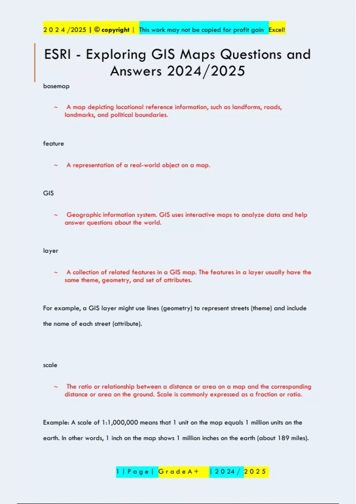 ESRI - Exploring GIS Maps Questions and Answers 2024/2025 - Esri - Stuvia NL