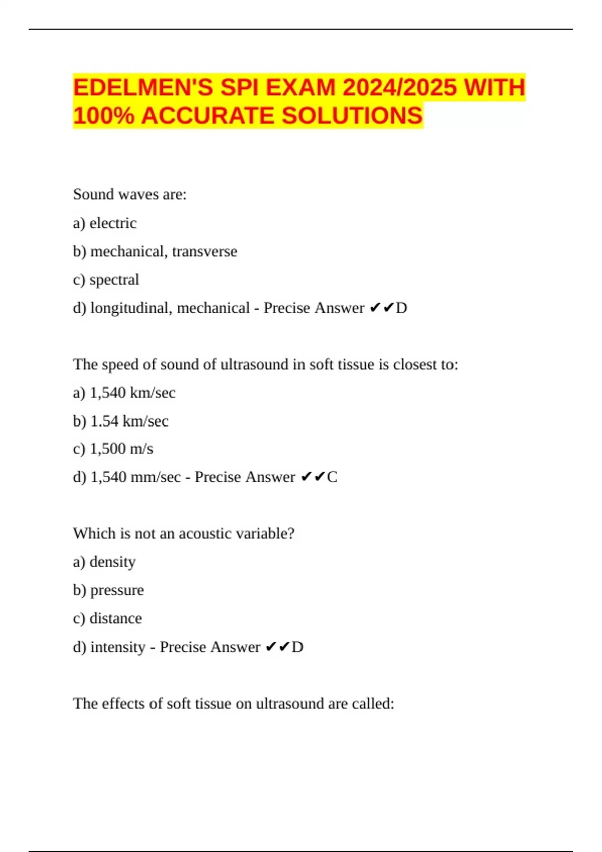 EDELMEN'S SPI EXAM 2024/2025 WITH 100% ACCURATE SOLUTIONS - EDELMEN ...