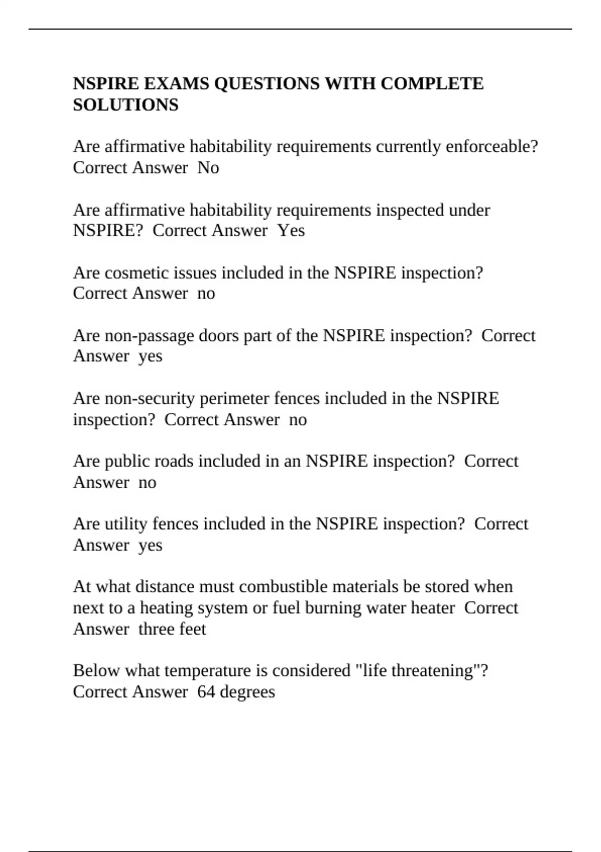 NSPIRE EXAMS QUESTIONS WITH COMPLETE SOLUTIONS - NSPIRE - Stuvia US