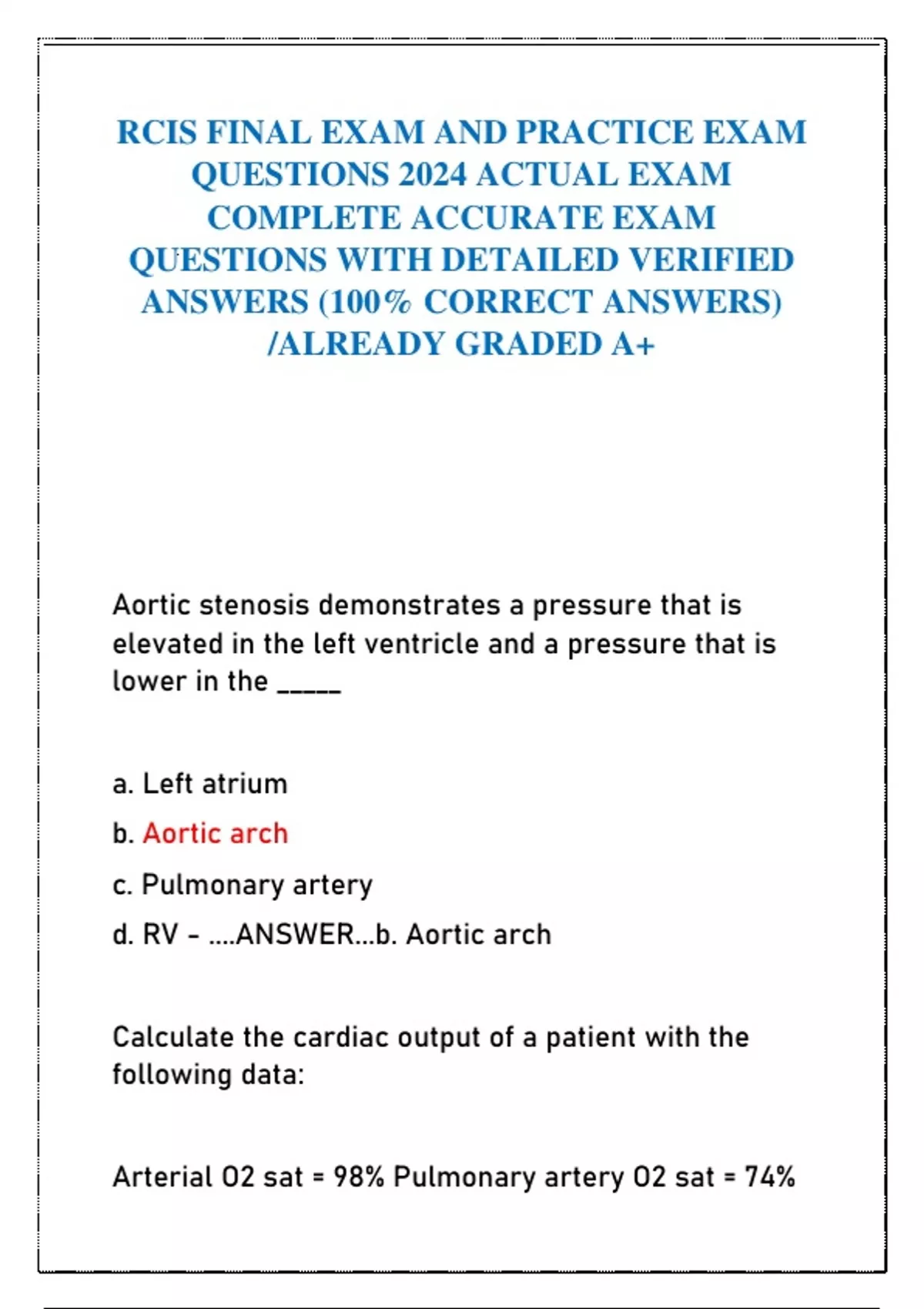 RCIS FINAL EXAM AND PRACTICE EXAM QUESTIONS 2024 ACTUAL EXAM COMPLETE ACCURATE EXAM QUESTIONS ...