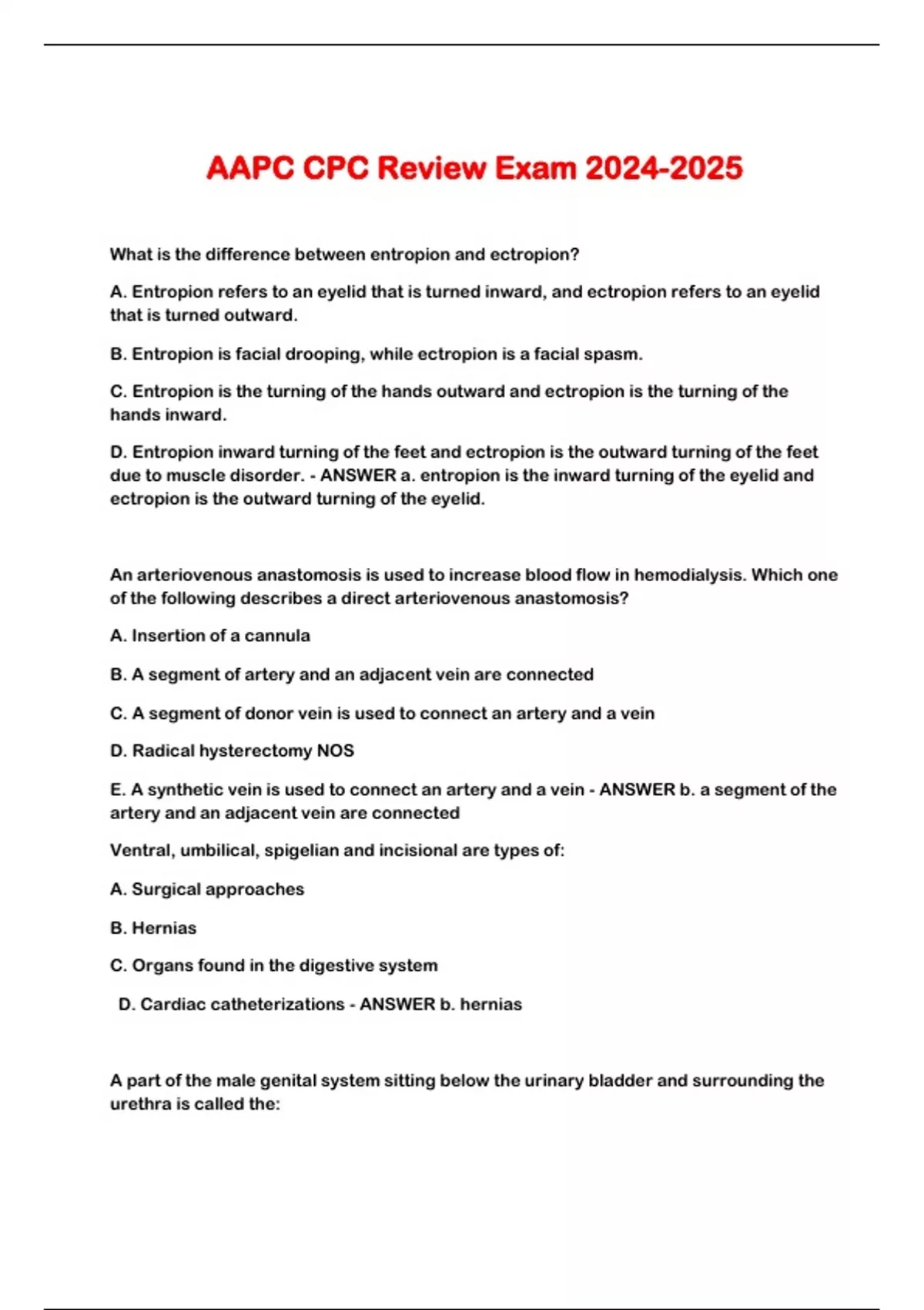 AAPC CPC Review Exam - AAPC CPC - Stuvia US