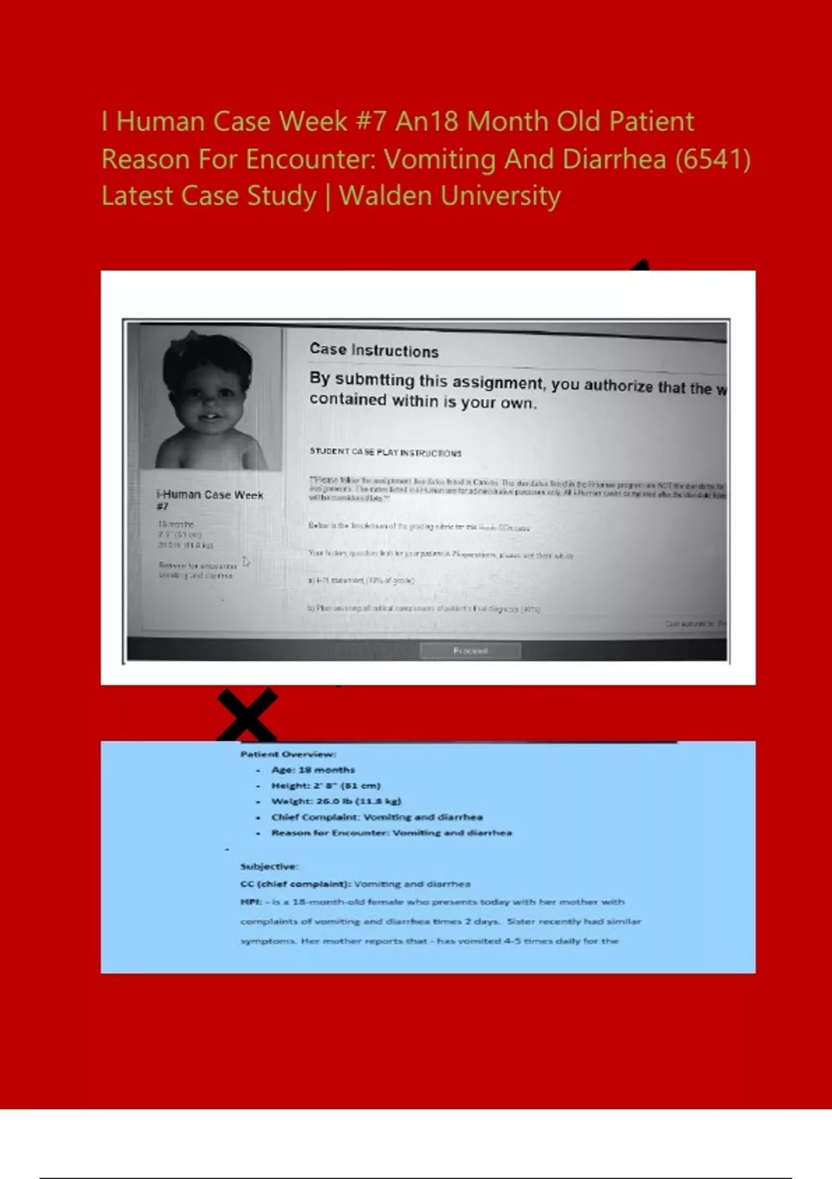 I Human Case Week #7 An 18 Month Old Patient Reason For Encounter ...