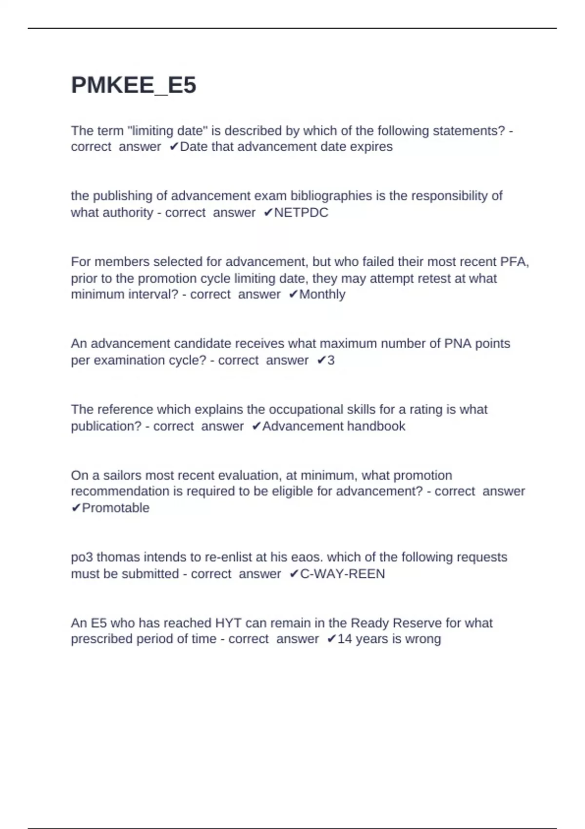 PMKEE Question and answers correctly solved 2024/2025 - PMKEE E5 - Stuvia US