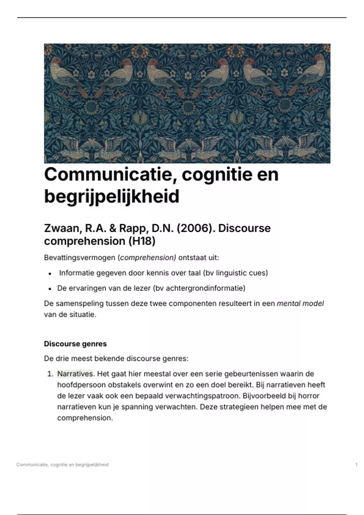 Duidelijke samenvatting Communicatie, Cognitie en Begrijpelijkheid met ...