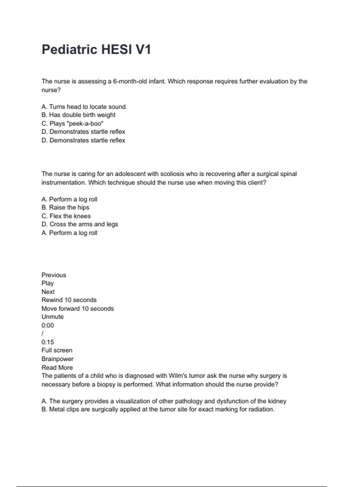 Pediatric HESI V1 Exam 2024/2025 Questions With Completed & Verified ...