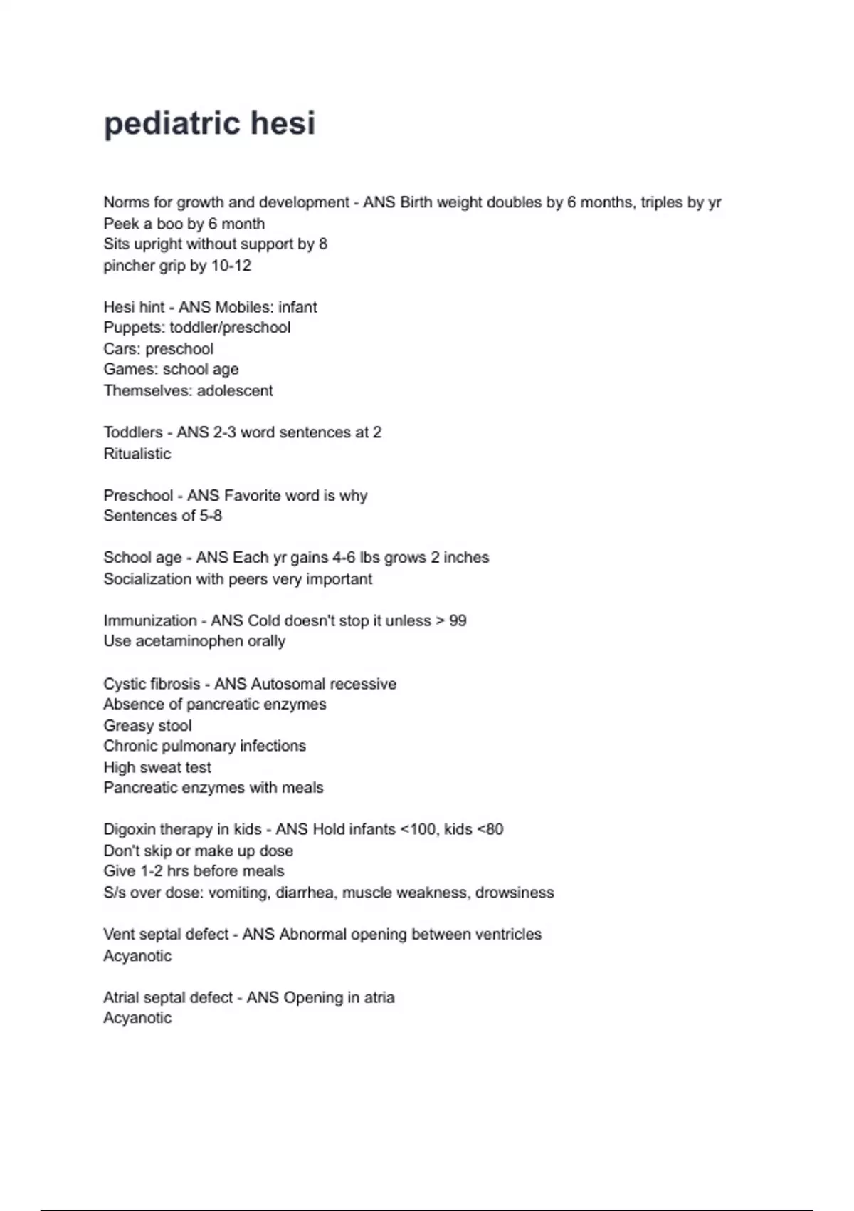 pediatric hesi Exam 2024/2025 Questions With Completed & Verified ...