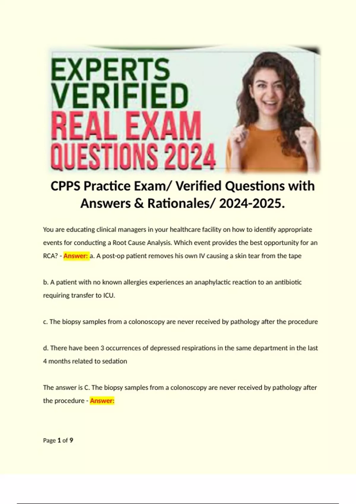 CPPS Practice Exam/ Verified Questions with Answers & Rationales ...