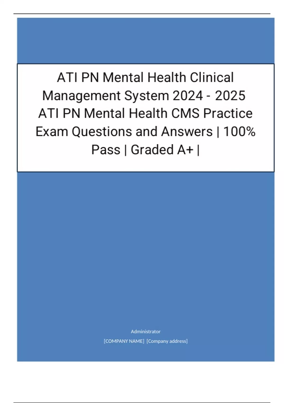 ATI PN Mental Health Clinical Management System ATI PN Mental Health ...