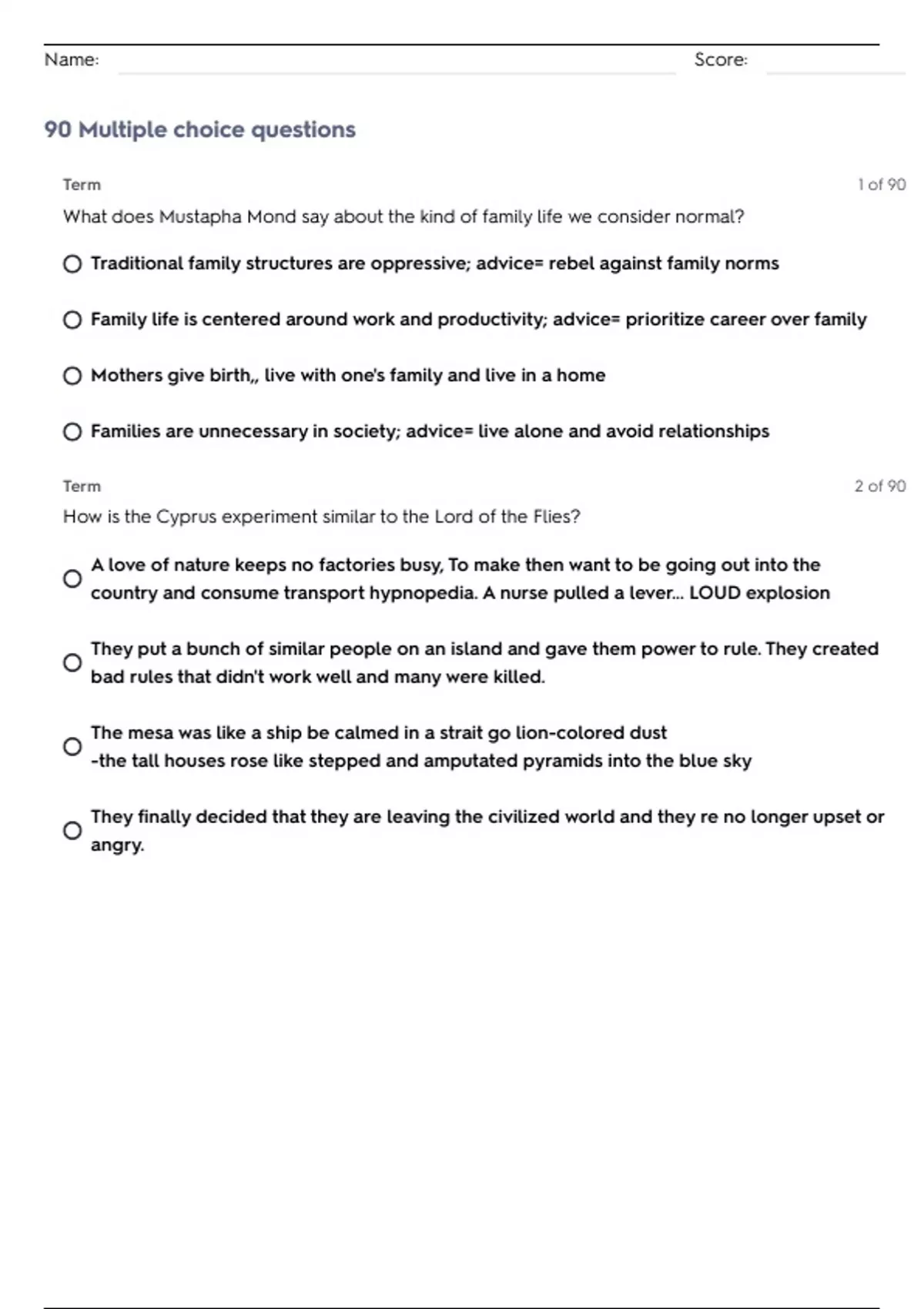 BRAVE NEW WORLD TEST (2024) QUESTIONS WITH COMPLETE SOLUTIONS ...