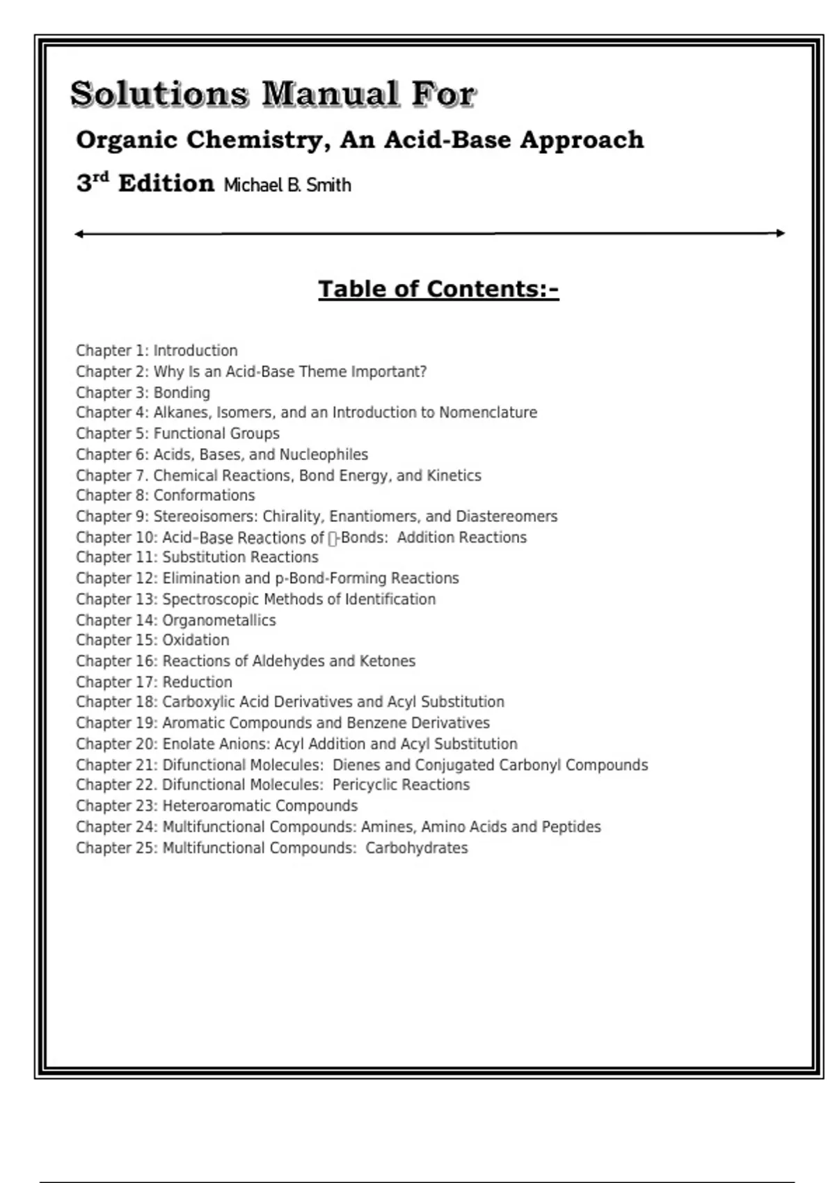 Solutions Manual, Solutions For Organic Chemistry, 3rd Edition, An Acid-Base Approach, 3rd ...