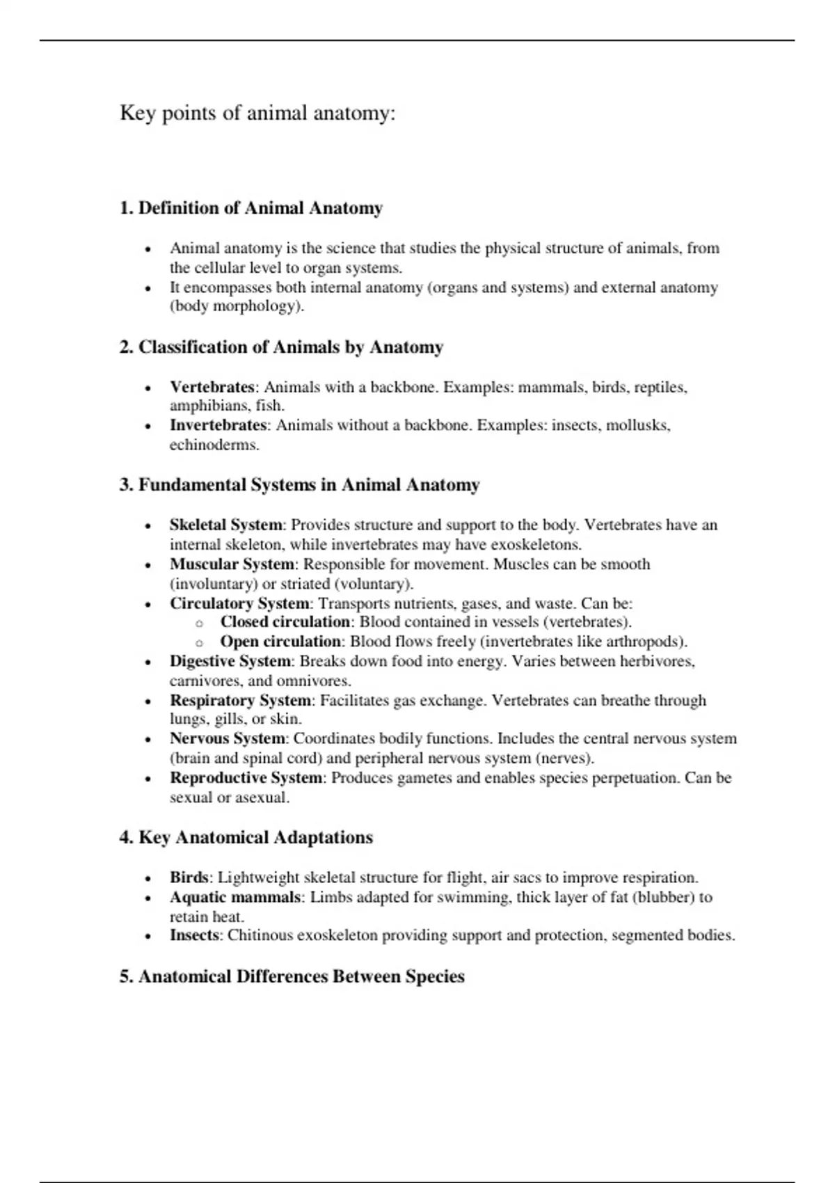 Overview of Animal Anatomy and Its Systems - Animal Anatomy - Stuvia US