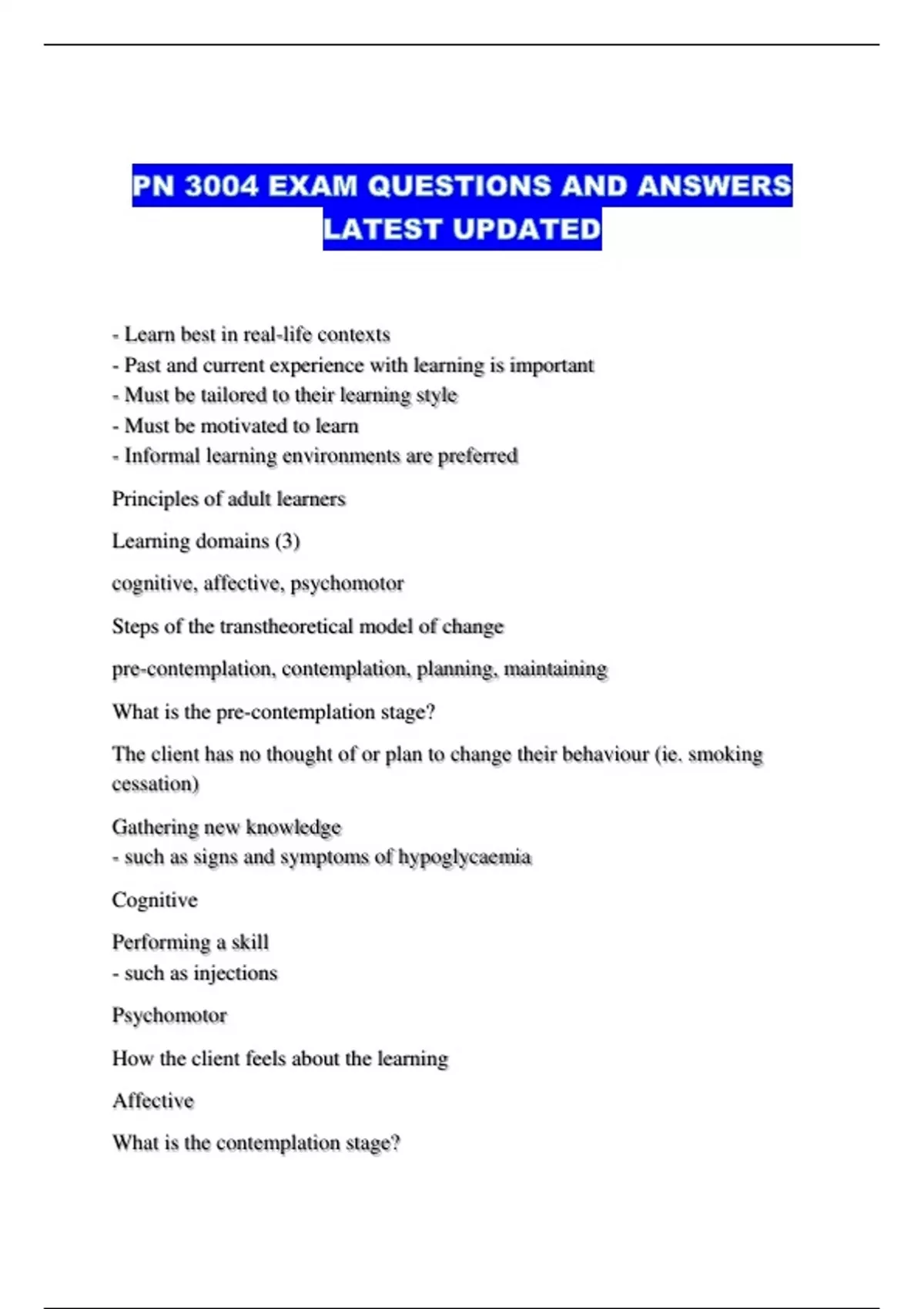 PN 3004 /PN3004 PACKAGED EXAMS !!!! - Stuvia US