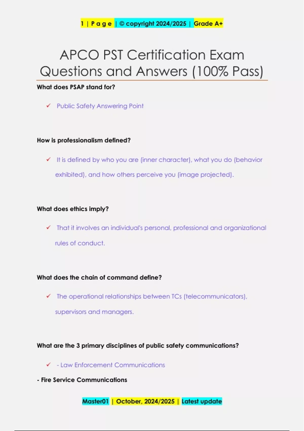 APCO EMD Questions and Answers (100% Pass) - Stuvia US