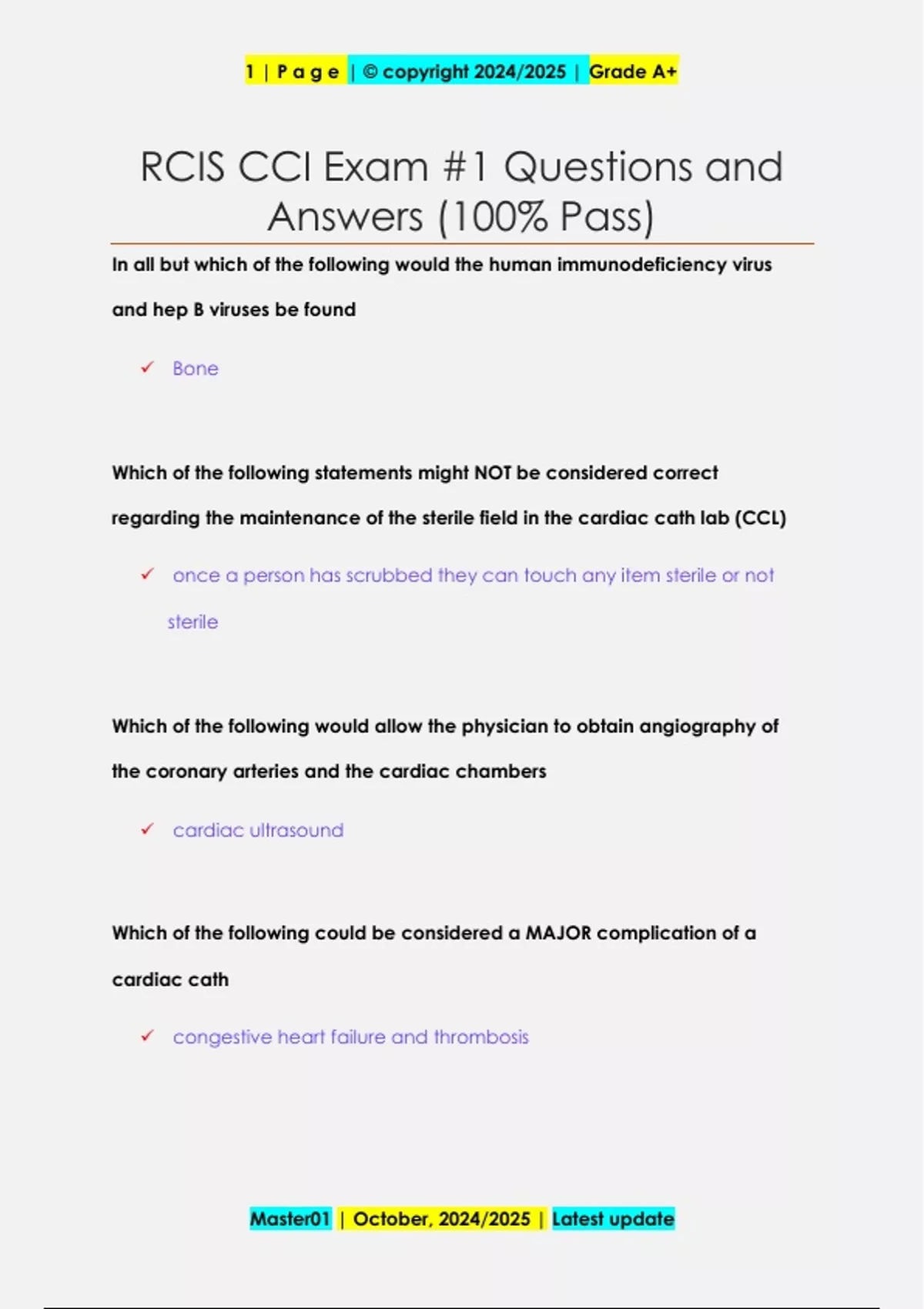 RCIS CCI Exam #1 Questions and Answers (100% Pass) - RCIS - Stuvia US