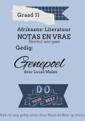 Summary Graad 11: gedig Genepoel. NOTAS EN VRAW kleurloos - Afrikaans ...