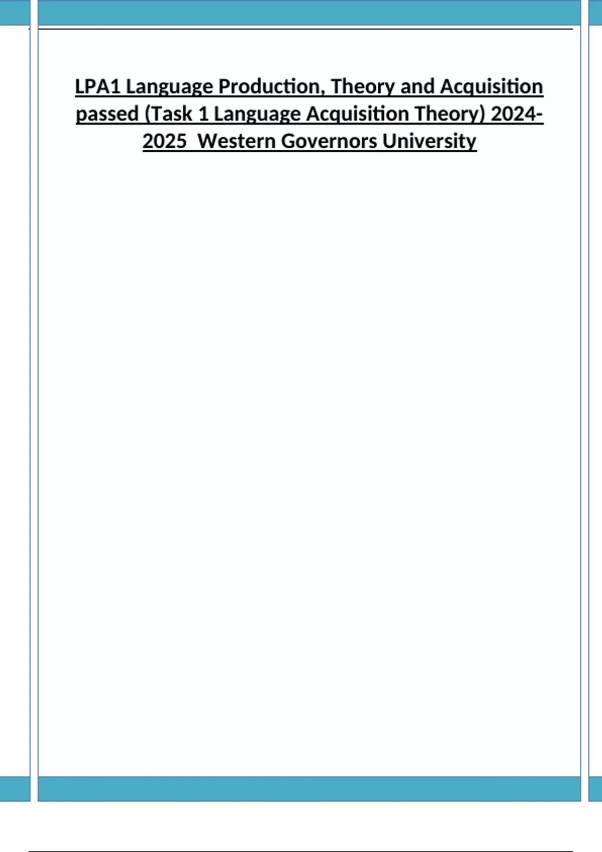 LPA1 Language Production, Theory and Acquisition passed (Task 1 ...