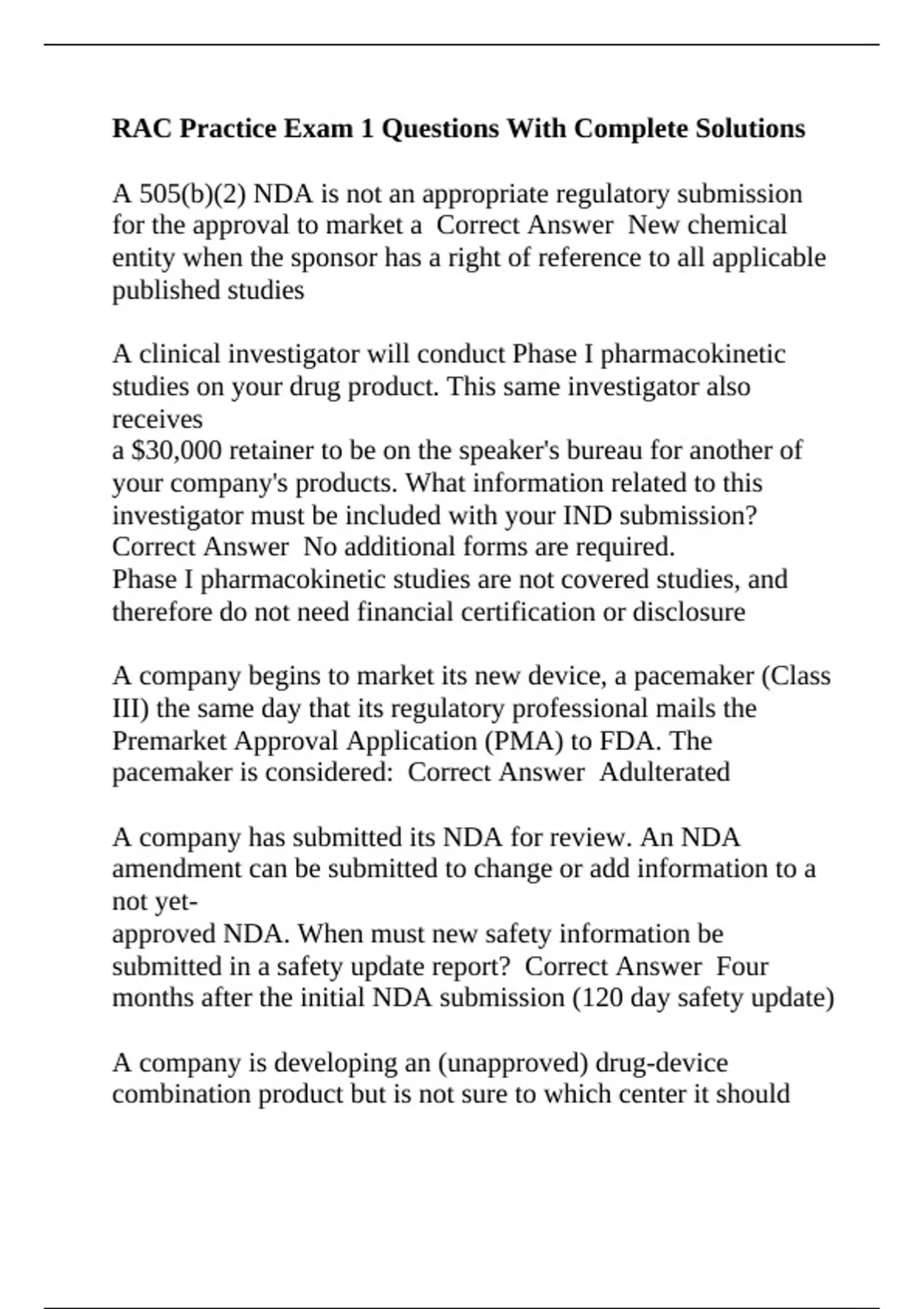 Rac Practice Exam 1 Questions With Complete Solutions Rac Stuvia Us