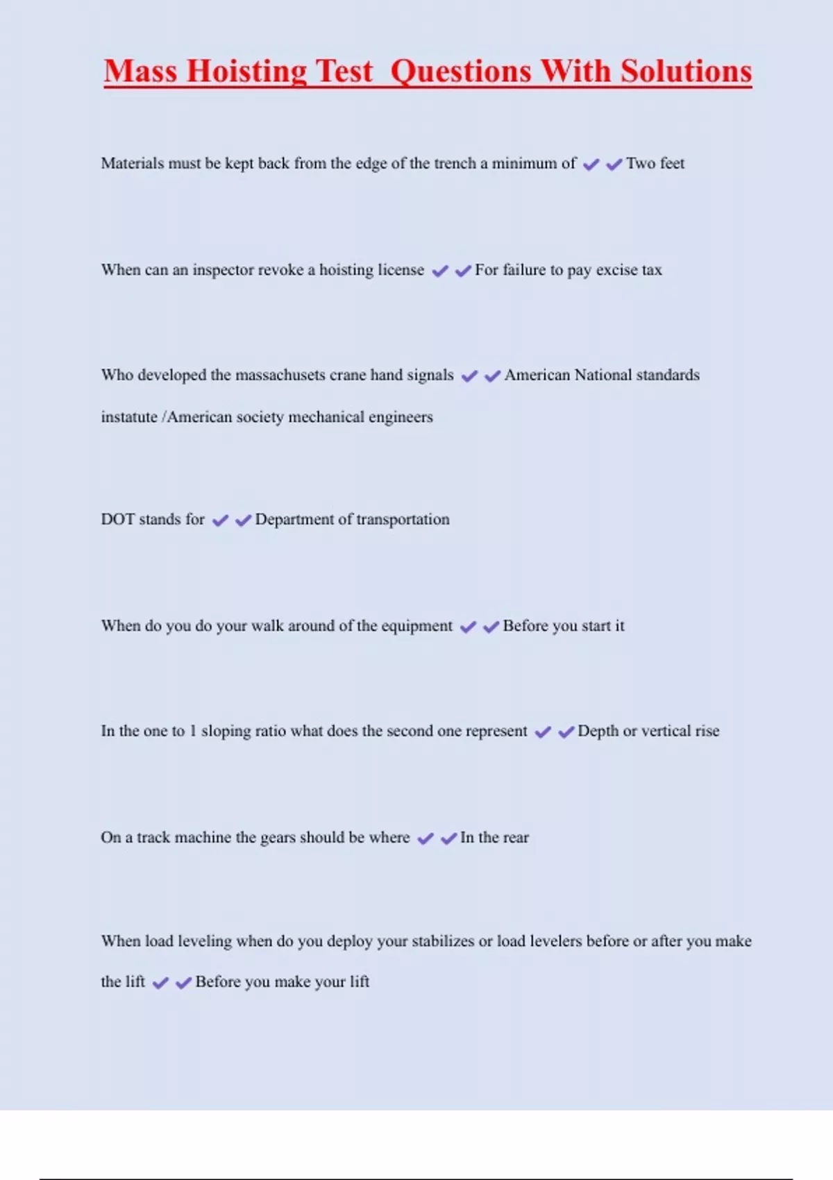 Mass Hoisting Test Questions With Solutions - Massachusetts Hoisting ...