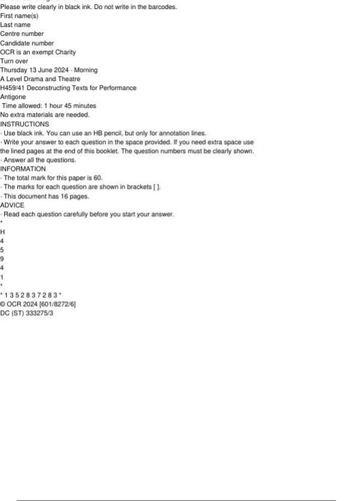 OCR Drama and Theatre (A Level) H459_41-48 Deconstructing texts for performance June 2024 - Ocr ...