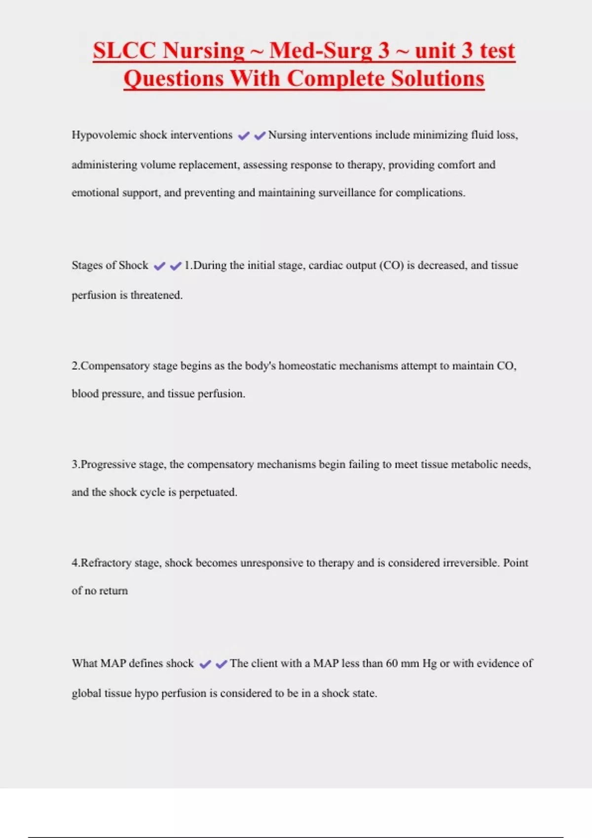 SLCC Nursing ~ Med-Surg 3 ~ unit 3 test Questions With Complete ...