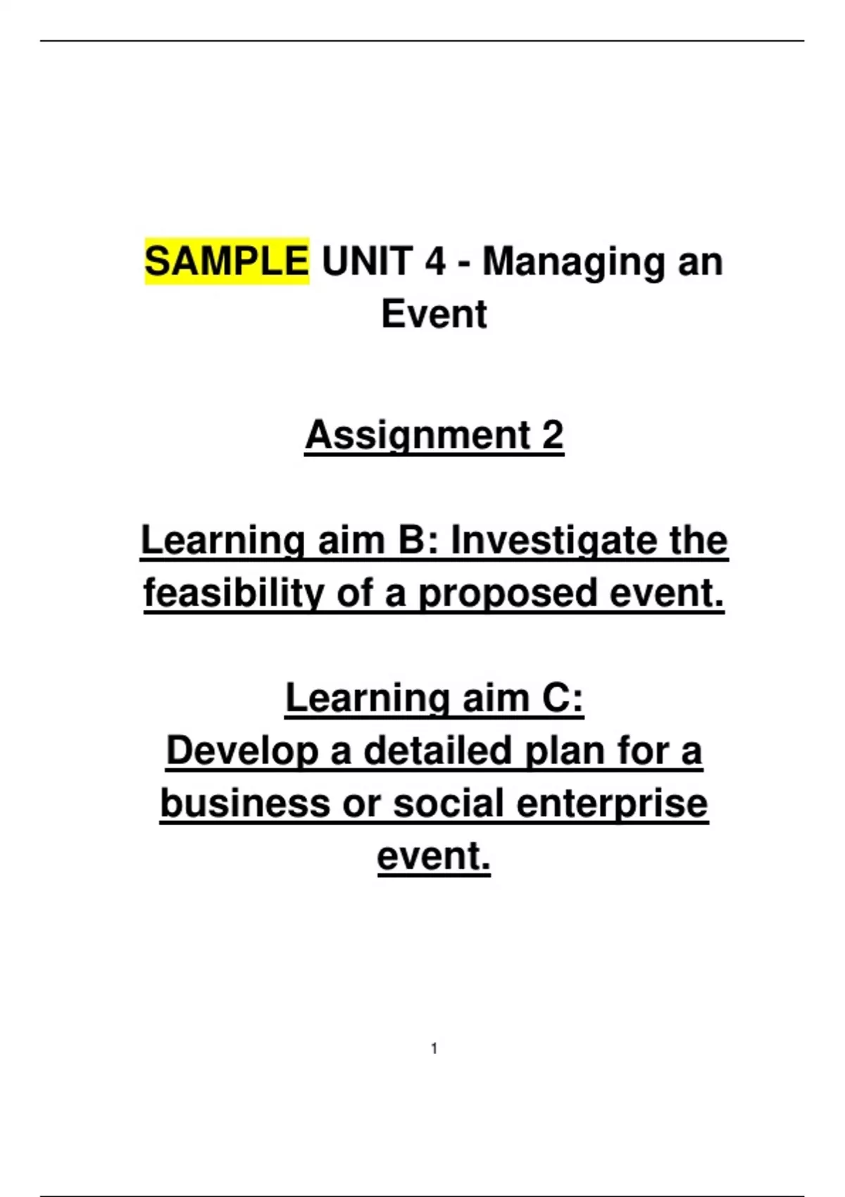 2024 BTEC Business Level 3: Unit 4 - Managing an Event Assignment 2 (Distinction) - Unit 4 ...