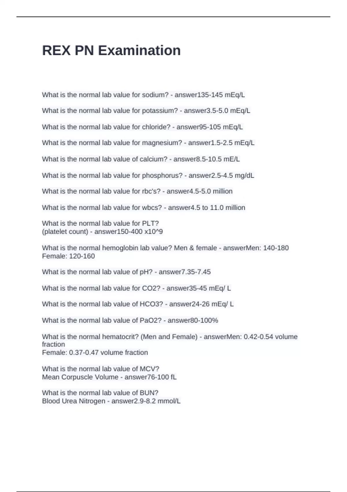 REX PN Examination Questions and Answers 2024 - REXPN - Stuvia US