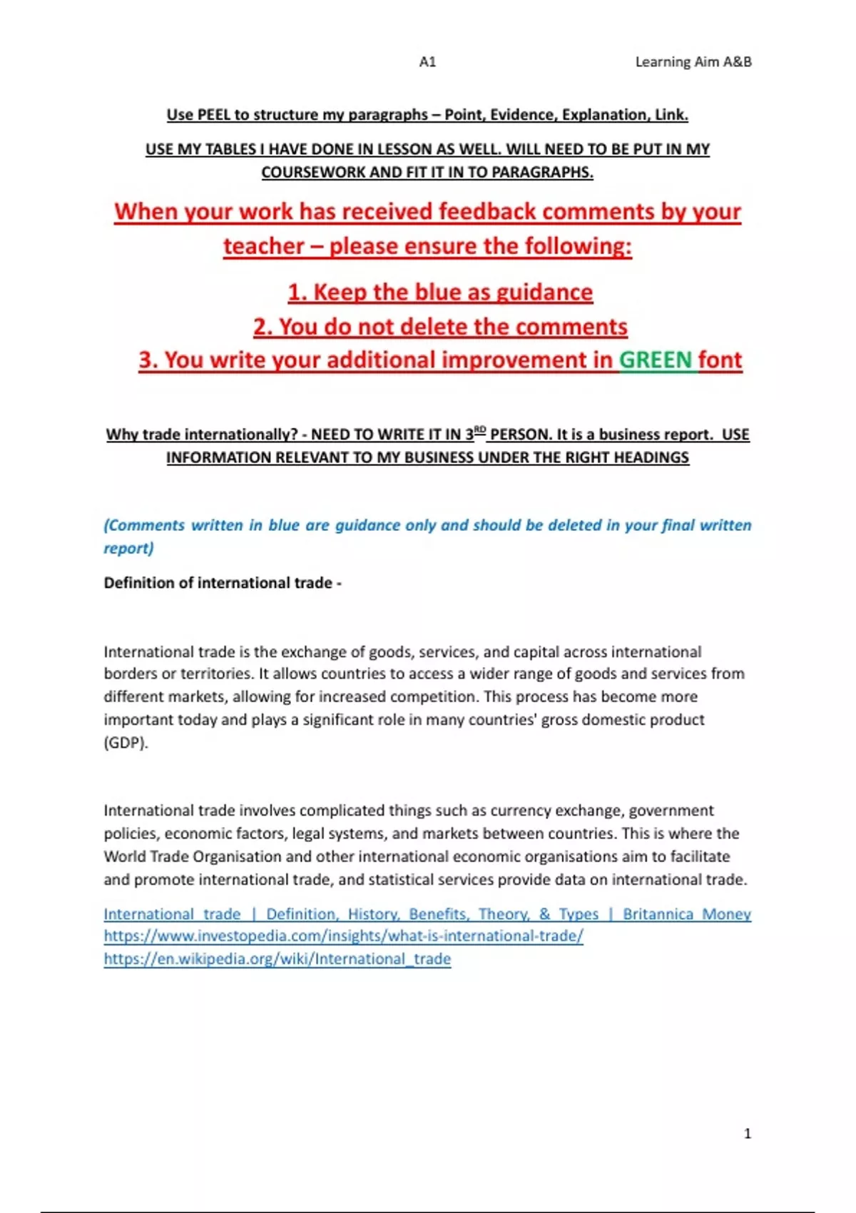 2024 Unit 5: International Business (Assignment 1) (Distinction) - Unit ...