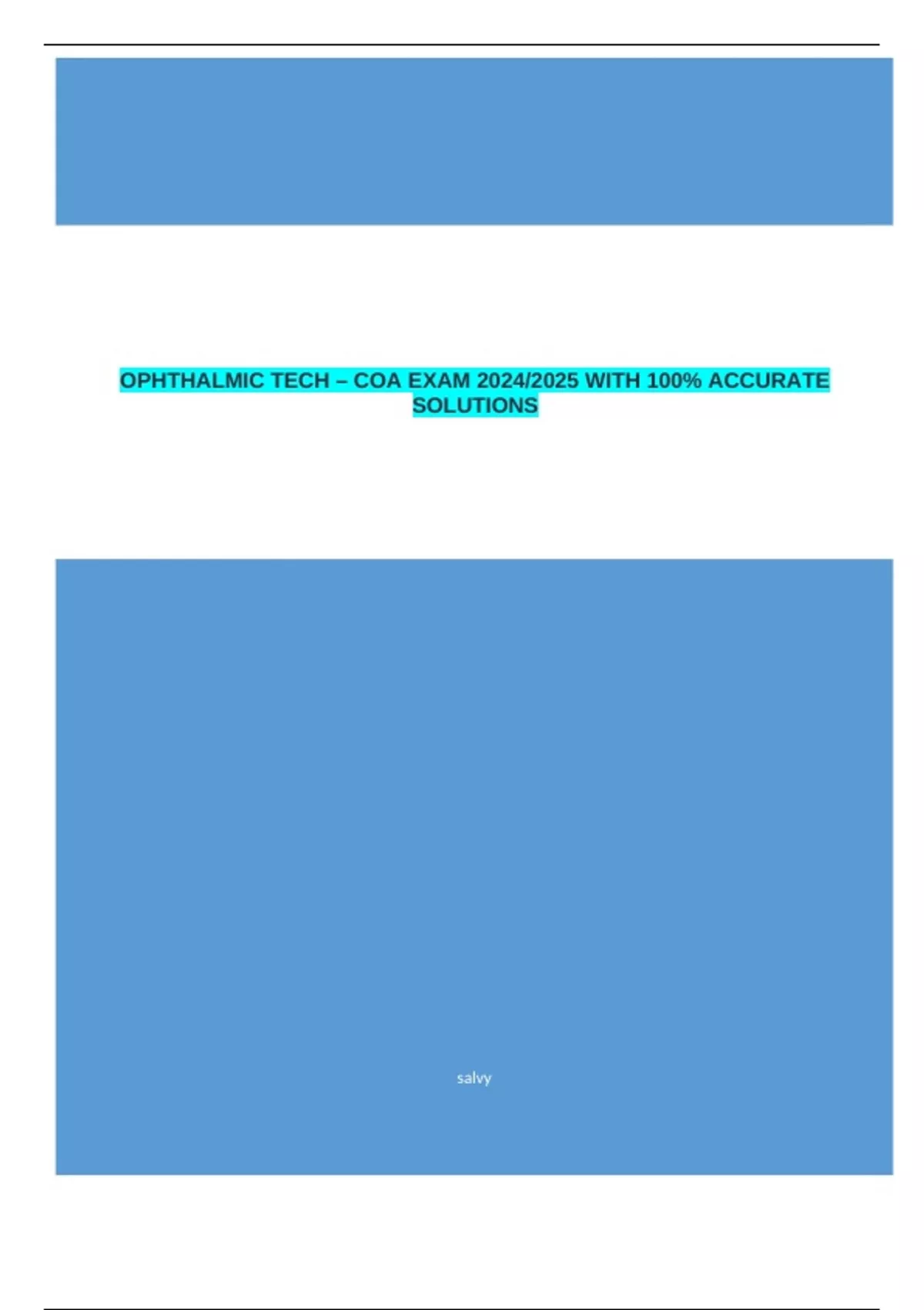 OPHTHALMIC TECH – COA EXAM 2024/2025 WITH 100% ACCURATE SOLUTIONS ...