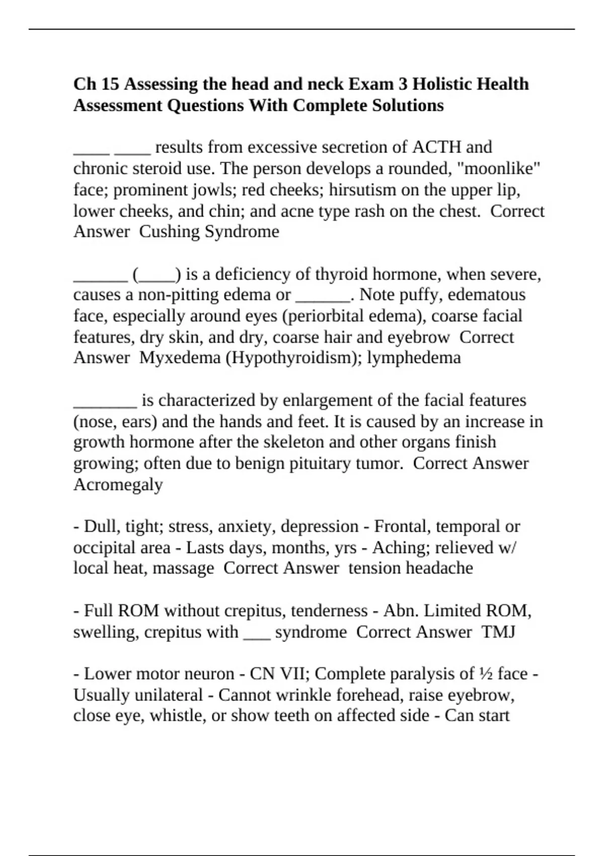 Ch 15 Assessing the head and neck Exam 3 Holistic Health Assessment ...