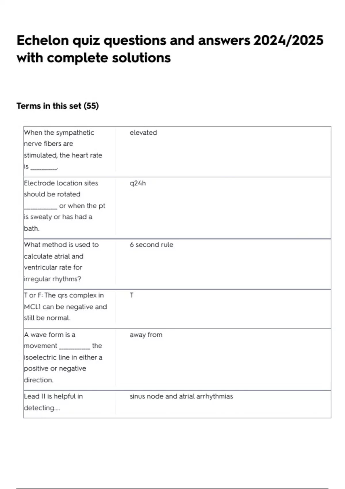Echelon quiz questions and answers 2024/2025 with complete solutions ...