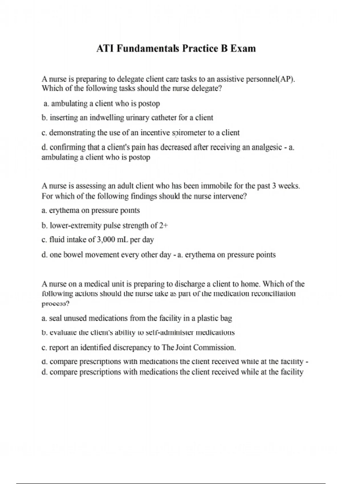 ATI Fundamentals Practice B Exam - ATI Fundamentals - Stuvia US