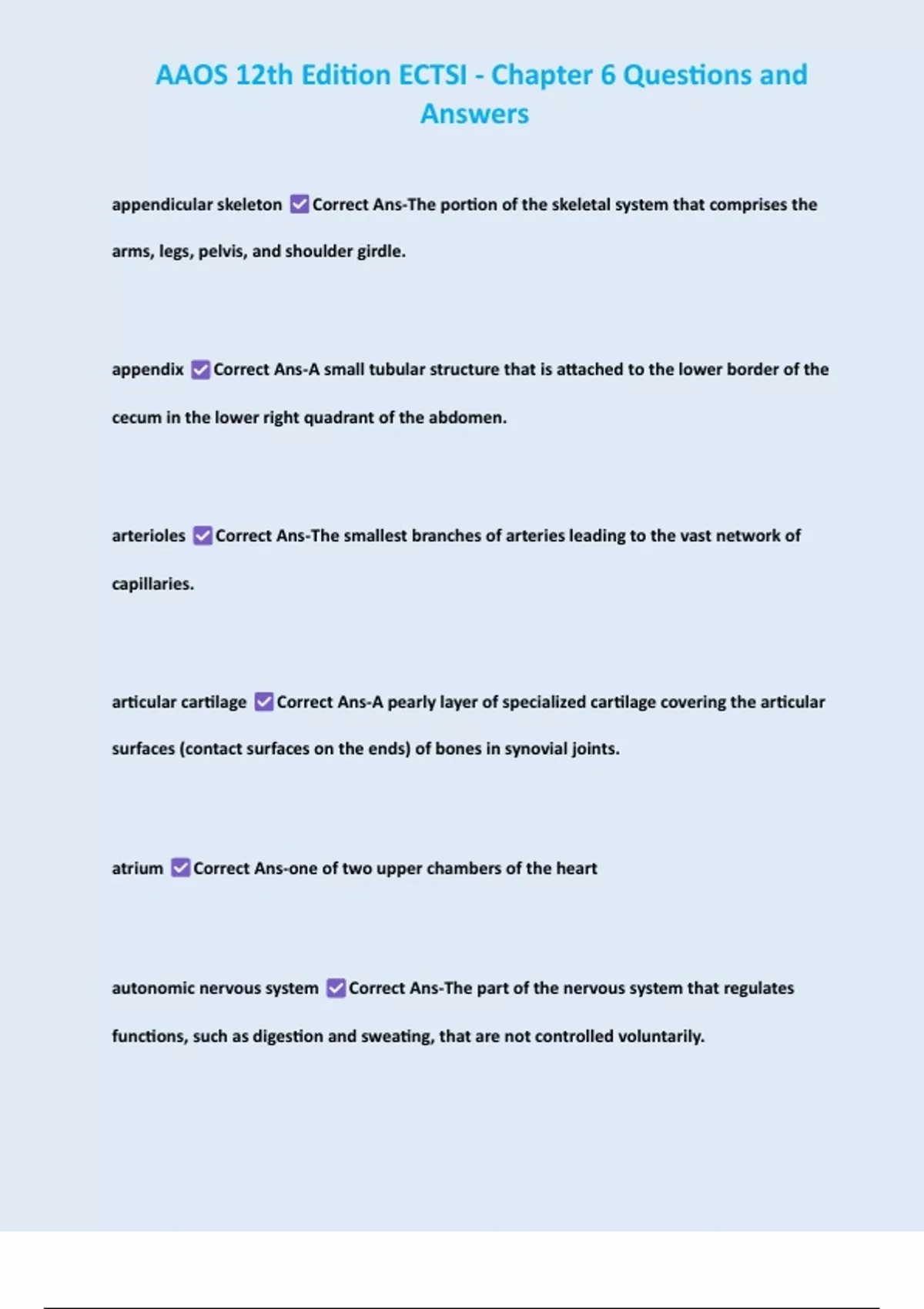 AAOS 12th Edition ECTSI - Chapter 6 Questions and Answers - AAOS ...