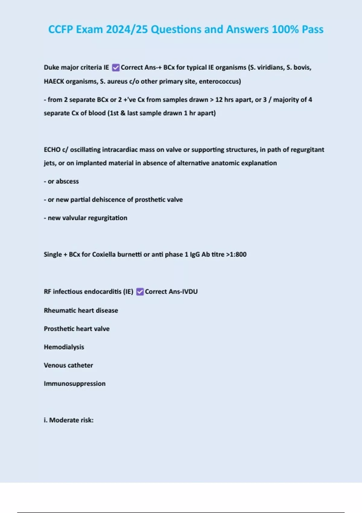 CCFP Exam 2024/25 Questions and Answers 100% Pass - CCFP - Stuvia US