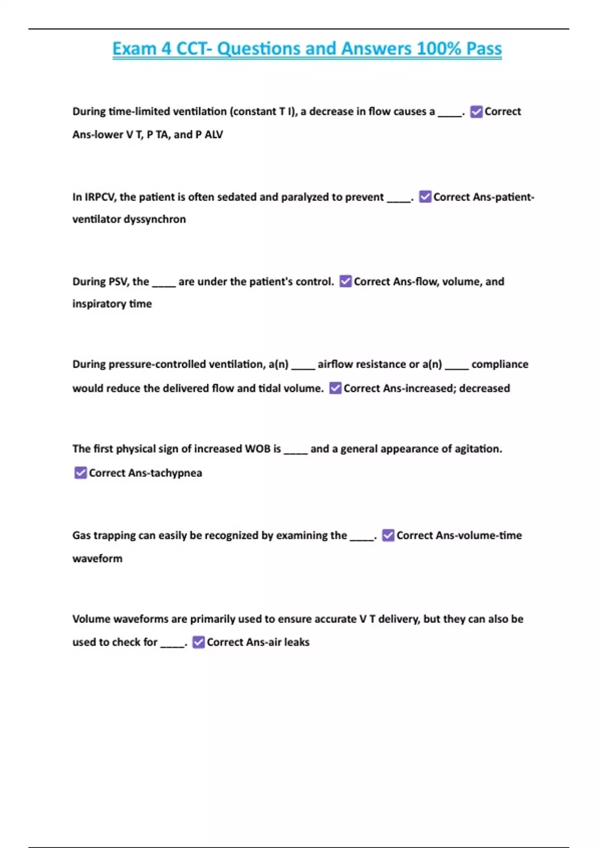 Exam 4 CCT- Questions and Answers 100% Pass - CCT - Stuvia US