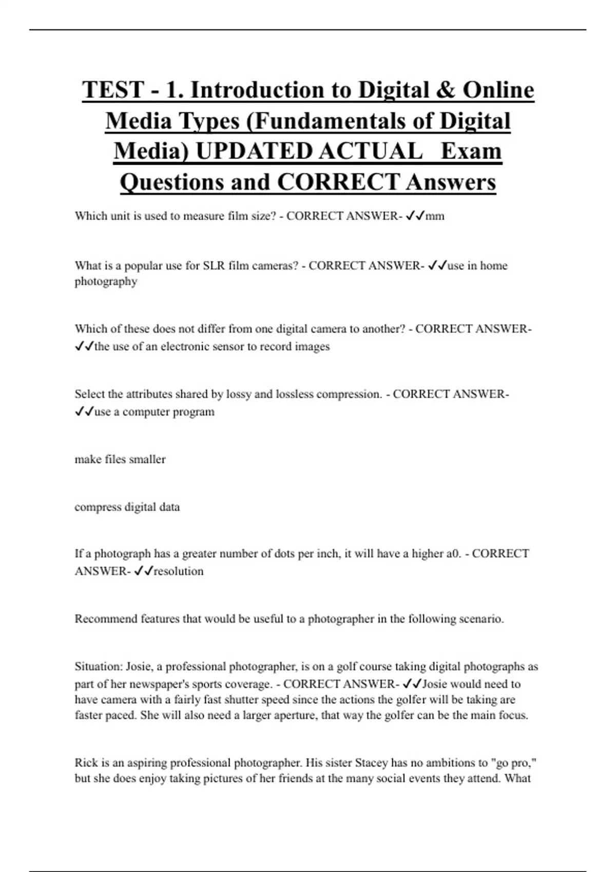 TEST - 1. Introduction to Digital & Online Media Types (Fundamentals of ...