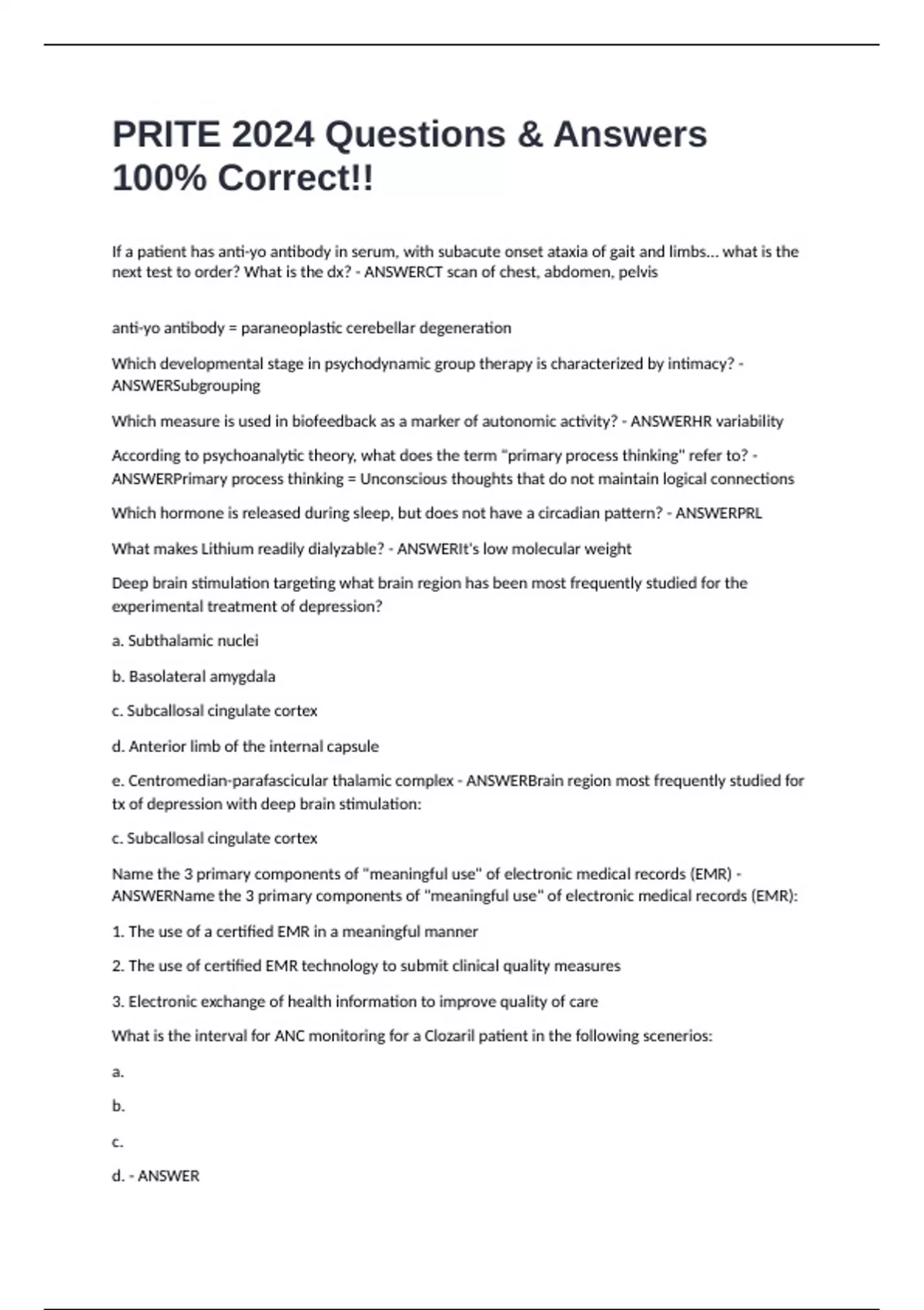 PRITE 2024 Questions & Answers 100% Correct!! - PRITE - Stuvia US