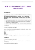 Hondros ADN NUR 212 Final exam - Nur 212 - Stuvia US