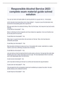 Responsible Alcohol Service 2023 complete exam material guide solved ...