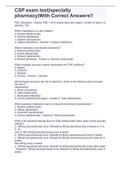 CSP EXAM TEST (SPECIALTY PHARMACY) WITH CORRECT ANSWERS!! - CSP - Stuvia US