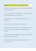 McGraw-Hill Critical Thinking Final | 60 Questions with 100% Correct ...