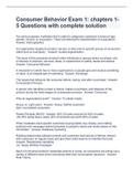 Consumer Behavior Exam 1: chapters 1-5 Questions with complete solution - Consumer Behavior ...