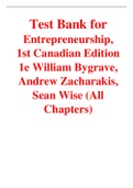 Entrepreneurship 1st Canadian Edition By William Bygrave, Andrew ...