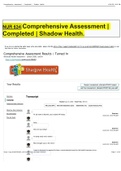 NUR NUR 634 Comprehensive Assessment 2020 | Completed | Shadow Health. - Comprehensive ...