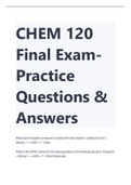 CHEM 120 Final Exam-Practice Questions & Answers Latest 2023/2024 ...