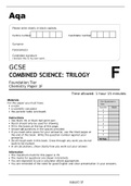 Aqa GCSE Combined Science (Trilogy) 8464/C/1F Question Paper Foundation ...
