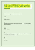CHP PRACTICE QUIZ #1. All Questions with accurate answers, 100% ...