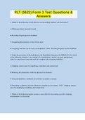 PLT (5622) Form 3 Test Questions & Answers | 70 Questions with 100% ...