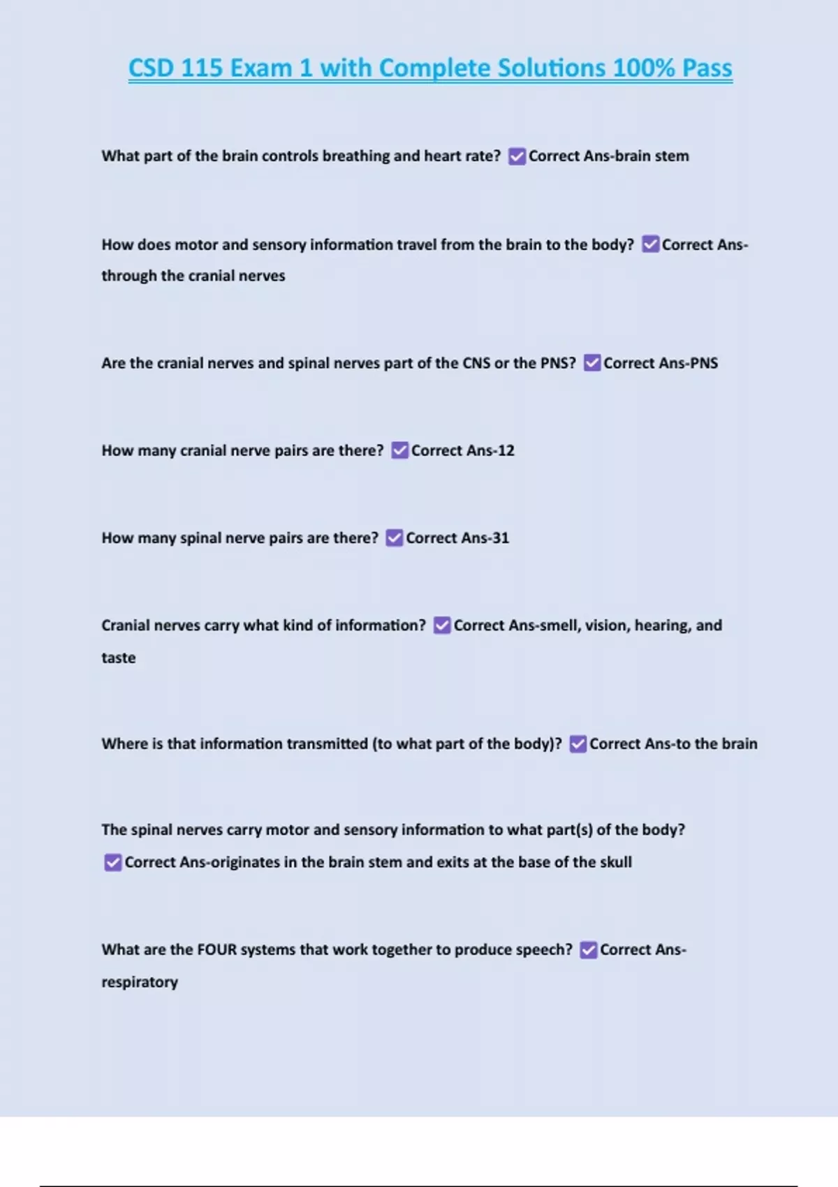 CSD 115 Exam 1 with Complete Solutions 100% Pass - CSD 115 - Stuvia US