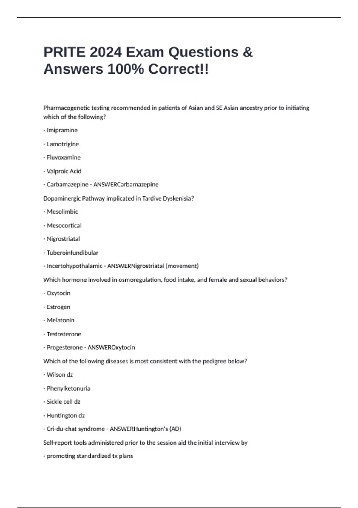 PRITE 2024 Exam Questions & Answers 100% Correct!! - PRITE - Stuvia US
